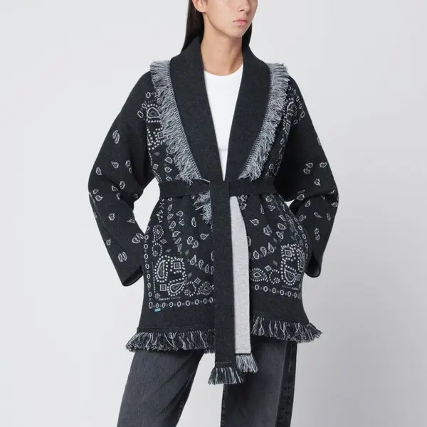 Alanui Bandana Jacquard Cardigan - Grey