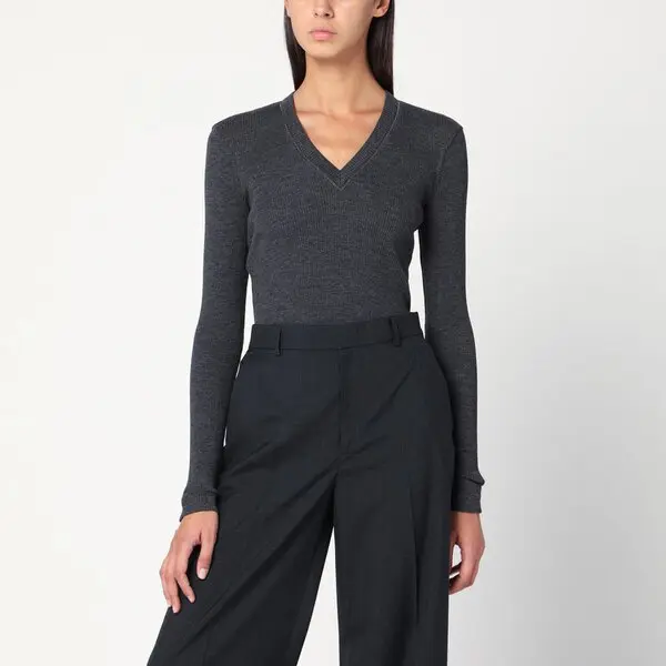 Brunello Cucinelli Ribbed Wool Sweater - Grey