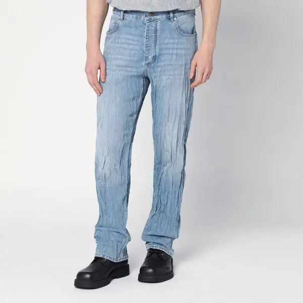 Bottega Veneta Light Wash Jeans With Faded And Crinkled Effect