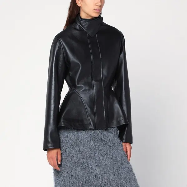 Alaïa Leather Peplum Jacket - Black