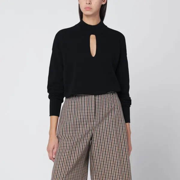 ROBERTO COLLINA Wool Cut-out Sweater - Black