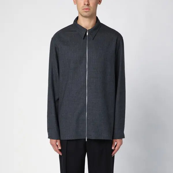 Studio Nicholson Dark Wool Zip Shirt - Grey