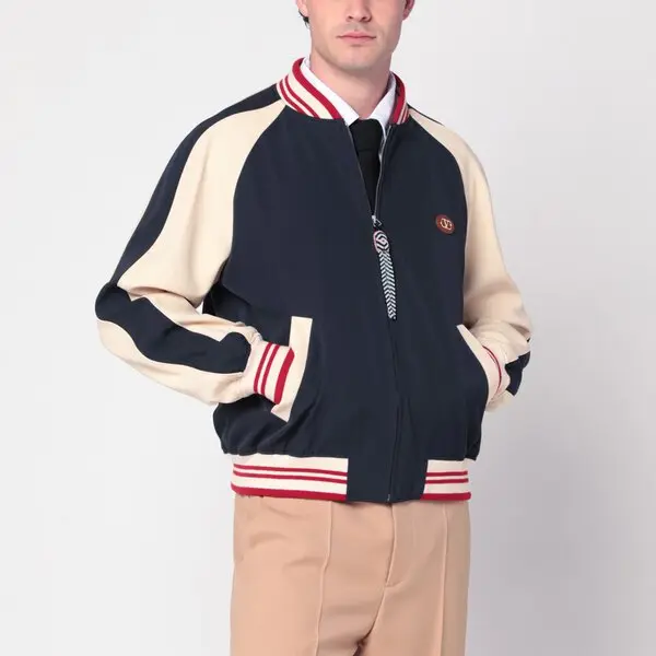 Valentino Garavani Vlogo Wool Blend Bomber Jacket