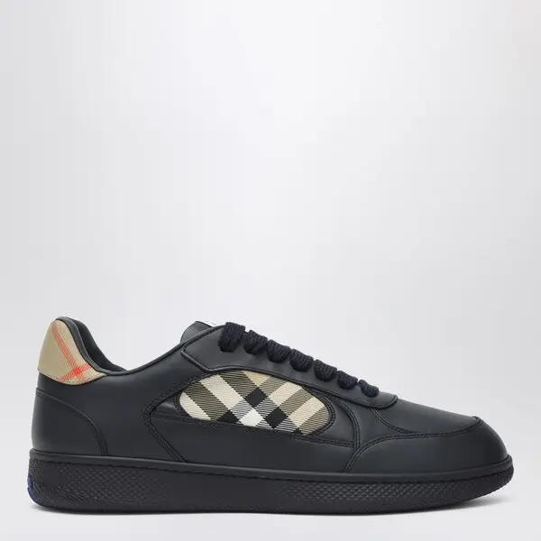 Burberry Leather And Check Sneaker - Blue