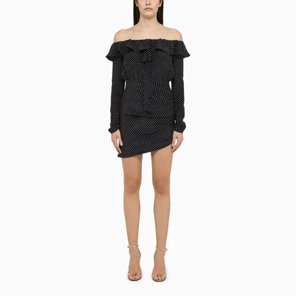Alessandra Rich Silk Polka Dot Mini Dress - Blue