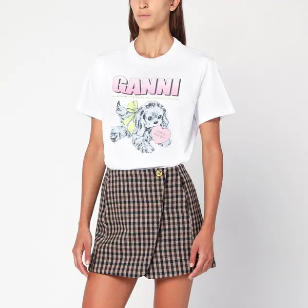 GANNI Printed T-shirt - White