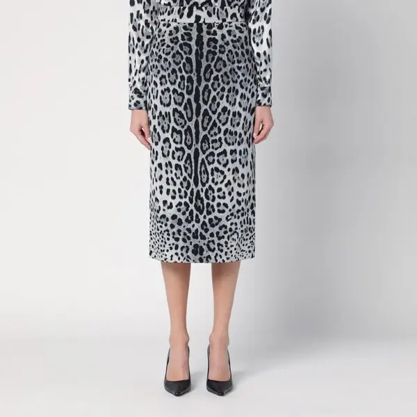 Dolce & Gabbana Leopard Print Pencil Skirt - Black