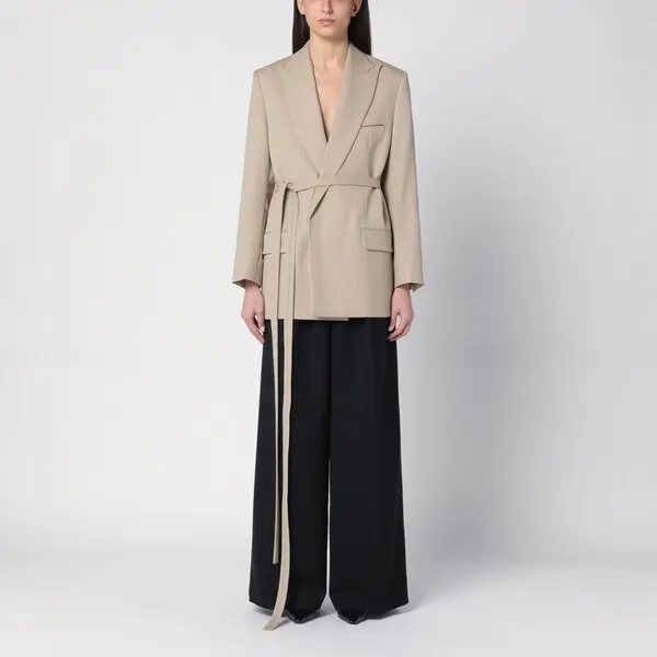 Victoria Beckham Wool Jacket With Belt - Brown