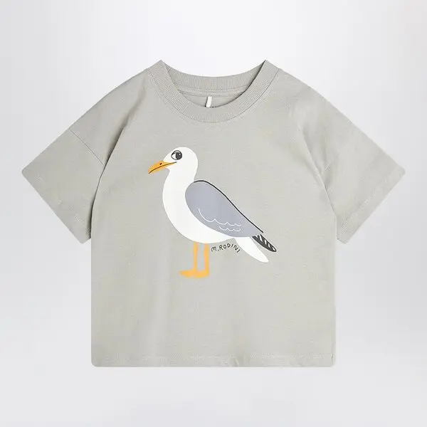 MINI RODINI Gray T-shirt With Seagull Print - Grey
