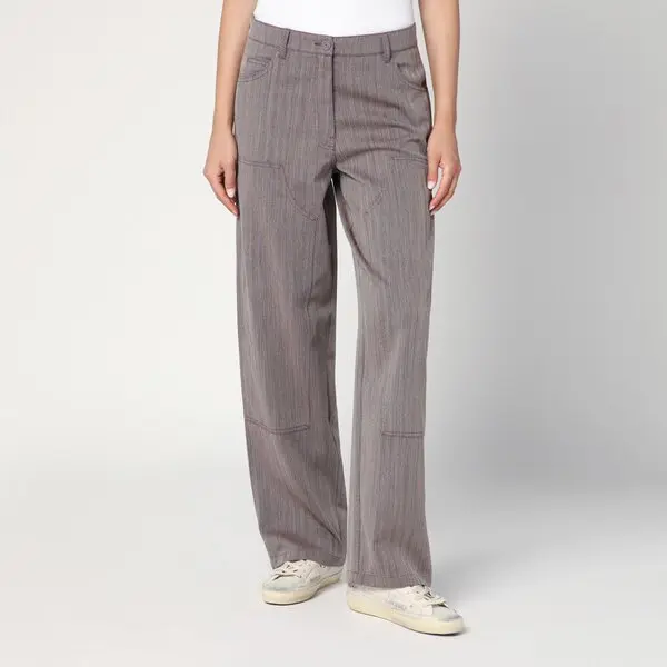 Golden Goose Chevron Wool Blend Wide Leg Pants