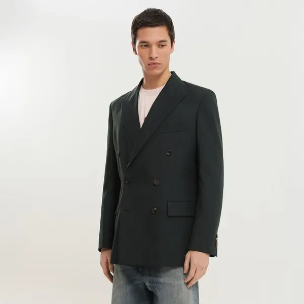 1989 STUDIO Dark Double-breasted Blazer - Green