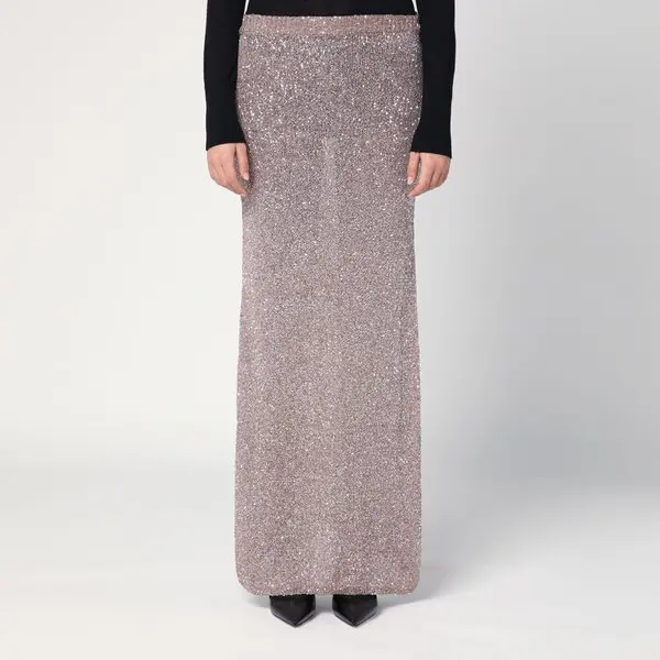 Balenciaga Maxi Skirt With Sequins - Brown