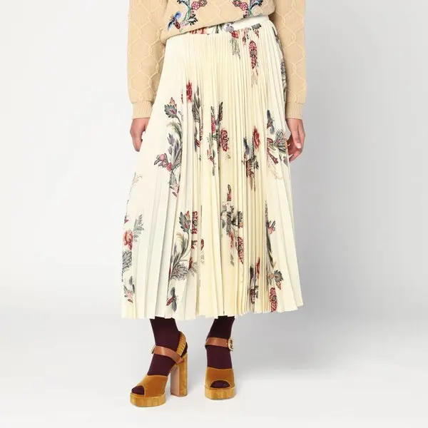 Etro Floral Print Pleated Midi Skirt - Multicolor