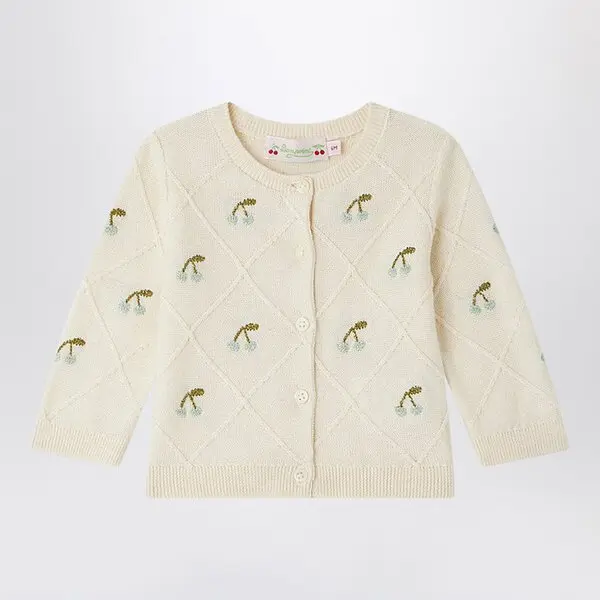 Bonpoint Cardigan With Embroidered Cherries