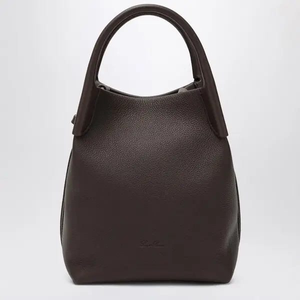 Loro Piana Small Bale Bag In Hammered Leather - Brown