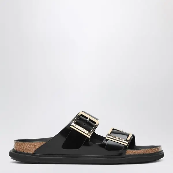 BIRKENSTOCK Arizona Patent Leather Buckle Slides - Black