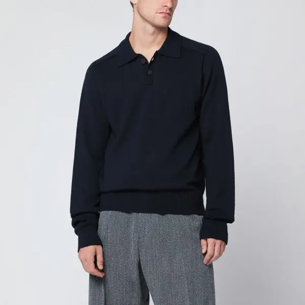 Studio Nicholson Wool Polo Sweater - Blue