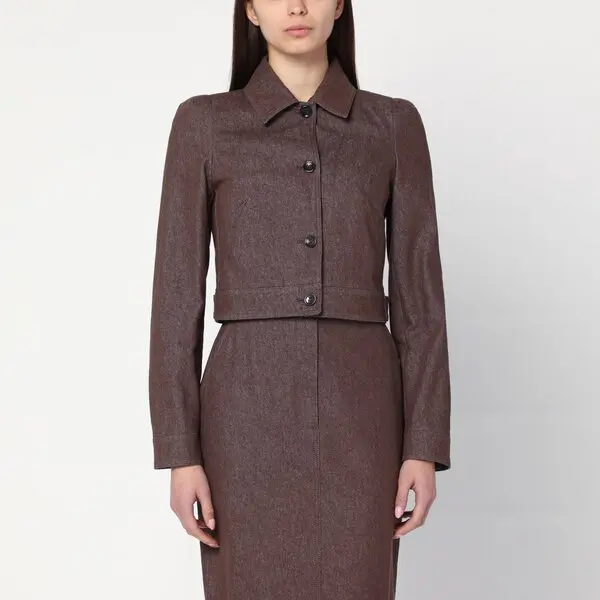 Max Mara Cropped Denim-effect Jacket - Brown
