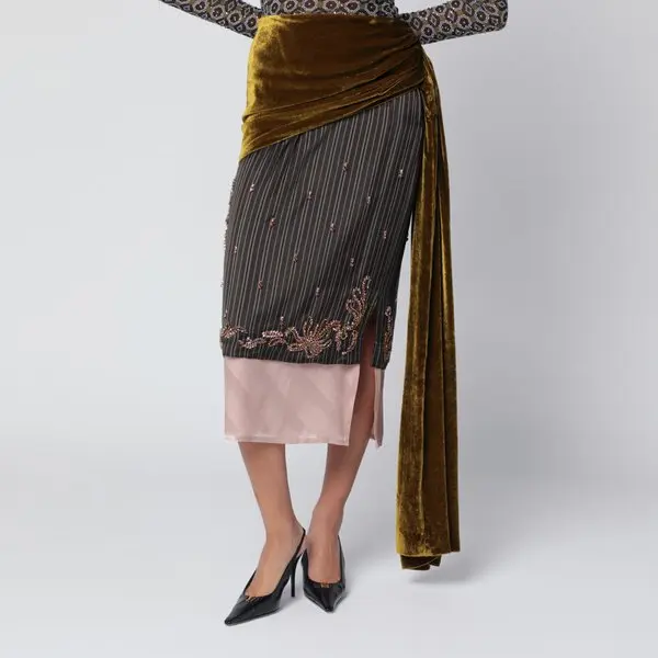 Dries Van Noten Draped Midi Skirt