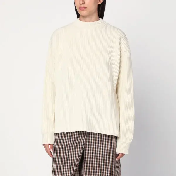JIL SANDER Ribbed Crewneck Sweater - White