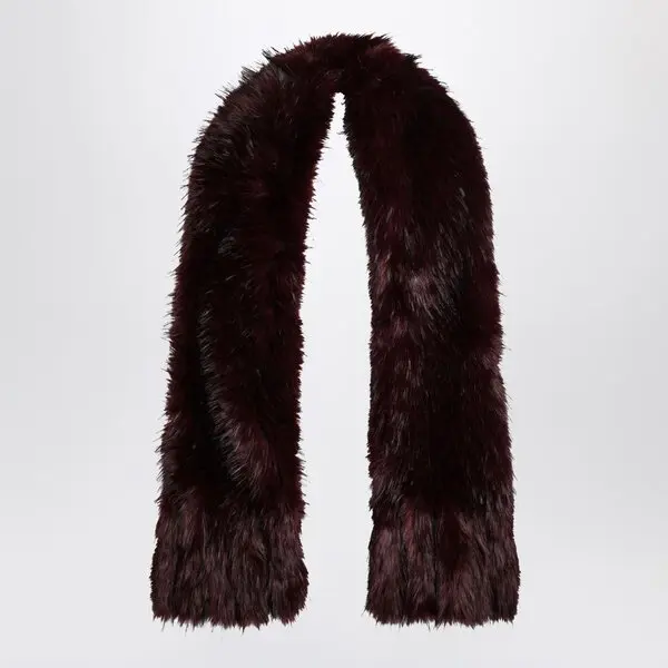 Remain Birger Christensen Dark Faux Fur Scarf - Burgundy