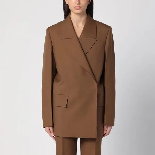 JIL SANDER Wool Double-breasted Jacket - Brown