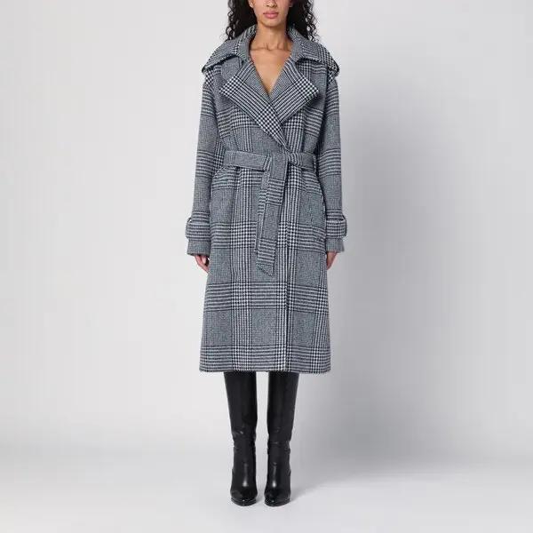 Dolce & Gabbana Houndstooth Wool Coat - Grey