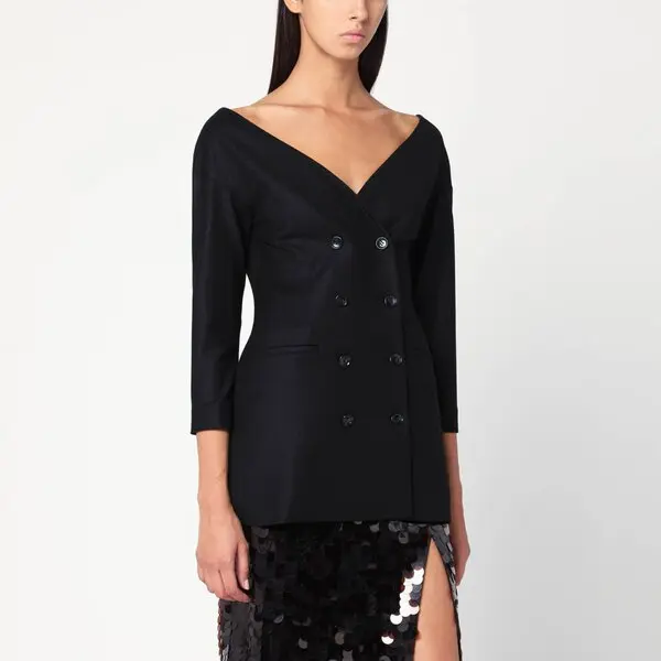 Alberta Ferretti Wool V-neck Jacket - Black