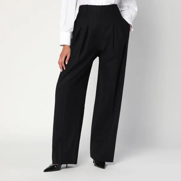 Victoria Beckham Wide Leg Wool Blend Trousers