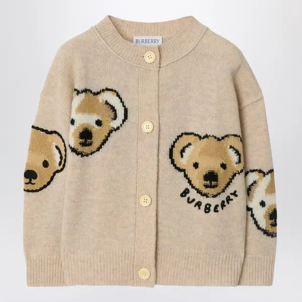 Burberry Wool Cardigan With Thomas Bear Intarsia