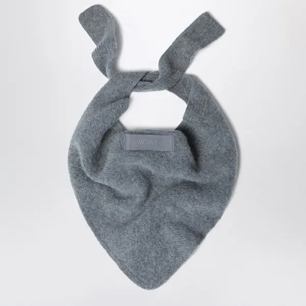 Jacquemus Gray Scarf With Grosgrain Logo - Grey