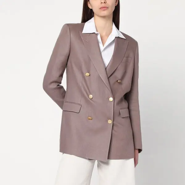 Tagliatore Double-breasted Linen Jacket - Brown