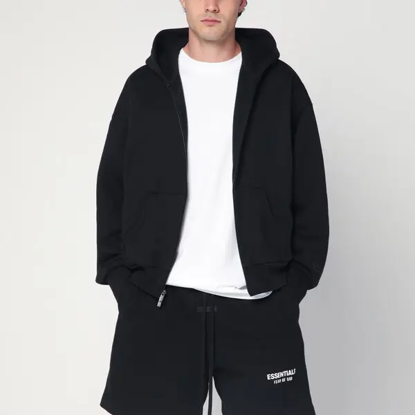 Fear Of God Fleece Cotton Hoodie With Logo - Black