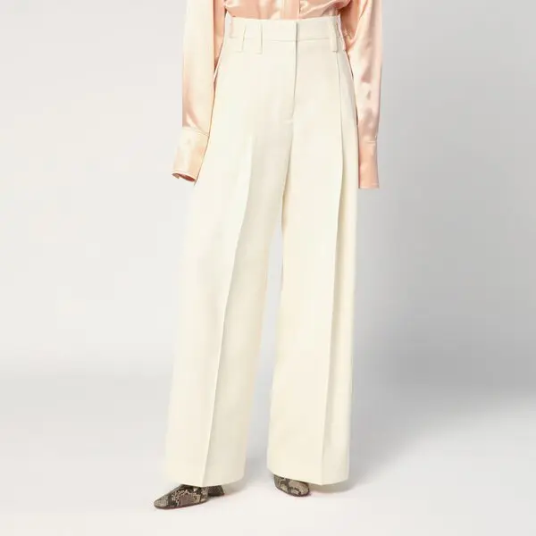 JIL SANDER Wide Trousers In Silk Blend