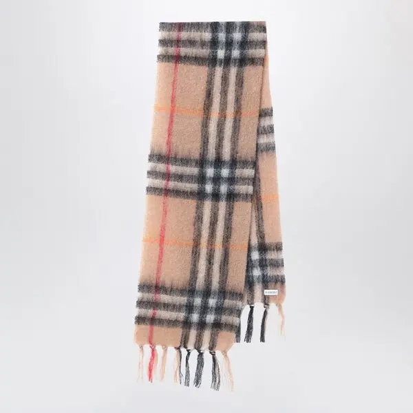 Burberry Wool And Mohair Check Scarf Sand