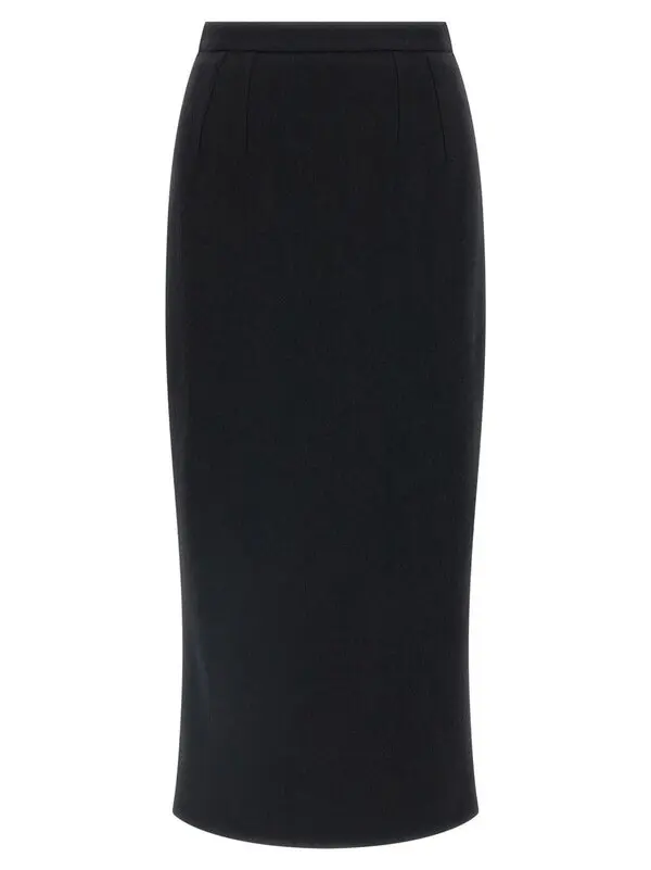 Dolce & Gabbana Wool Sheath Midi Skirt - Black