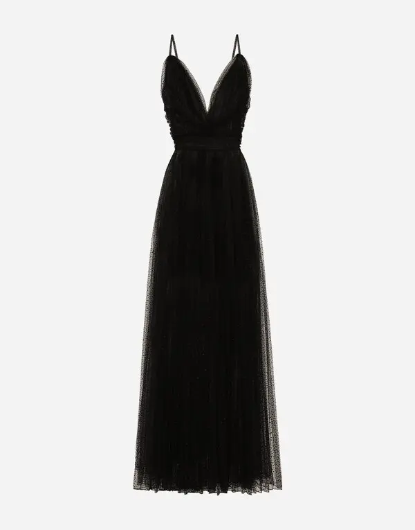 Dolce & Gabbana Long Flocked Lurex Tulle Dress