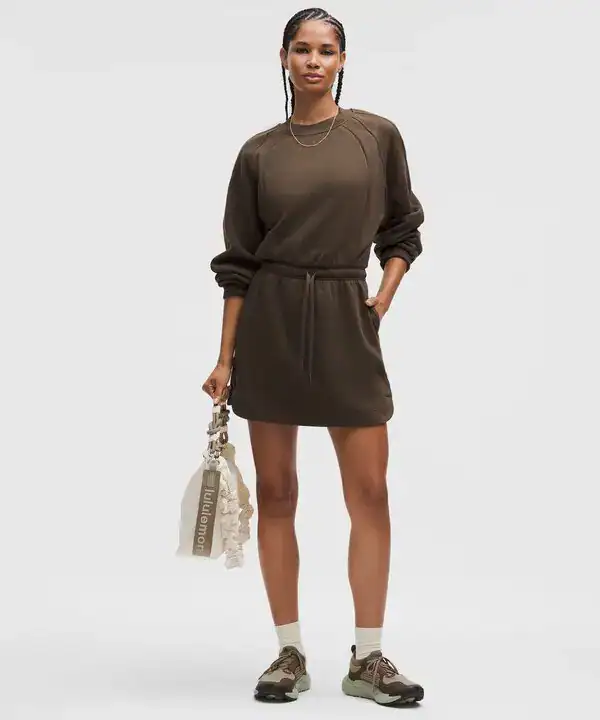 Lululemon Scuba Cinch-Waist Mini Dress - Olive Brown | Editorialist