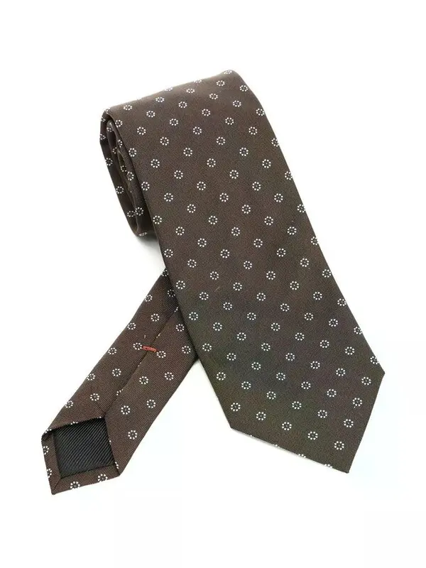 Zegna Floral-pattern Tie - Brown