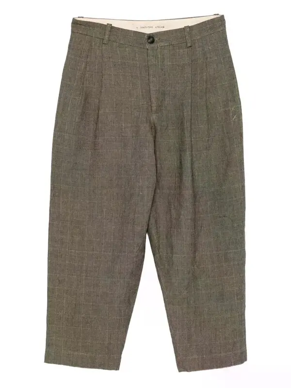 A TENTATIVE ATELIER Plaid Pleated Trousers