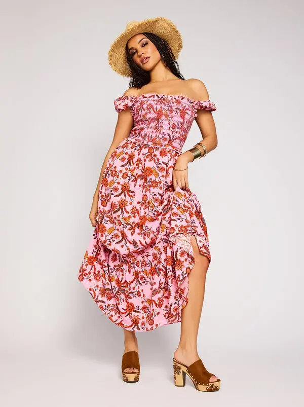 OJG Clarice Maxi Dress In Rosebloom Wild Jacobeans