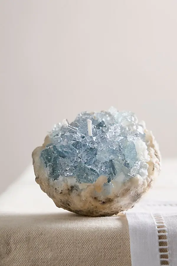 HOUSE OF SHOKUNIN Large Crystal Candle - Celestite