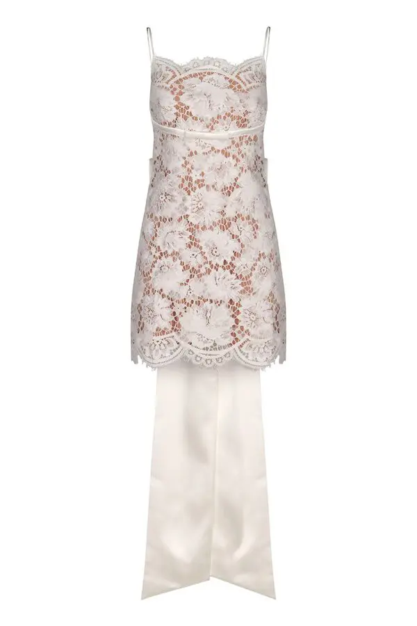 SELF-PORTRAIT Mini Lace Dress With Bow