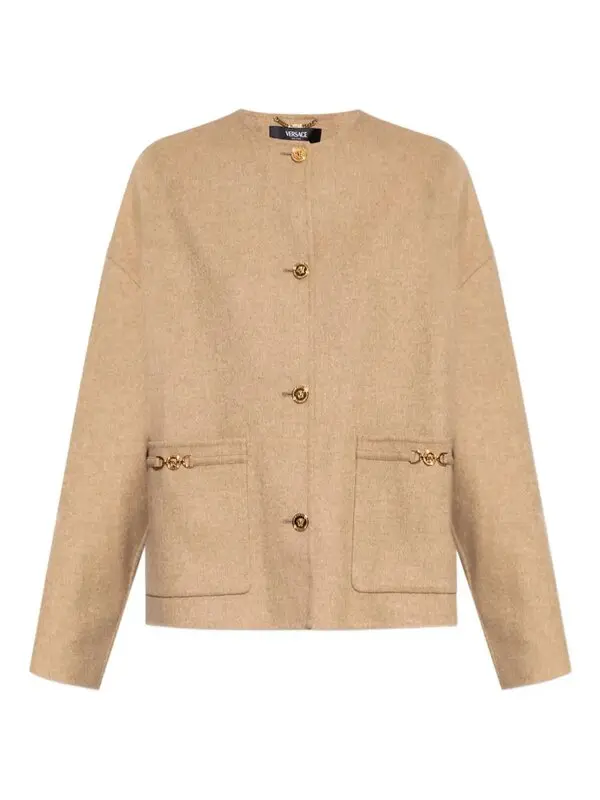 Versace Jacket With Medusa Detail - Brown