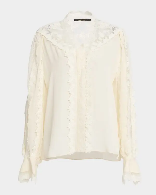 Kobi Halperin Miguel Embroidered Silk Blouse