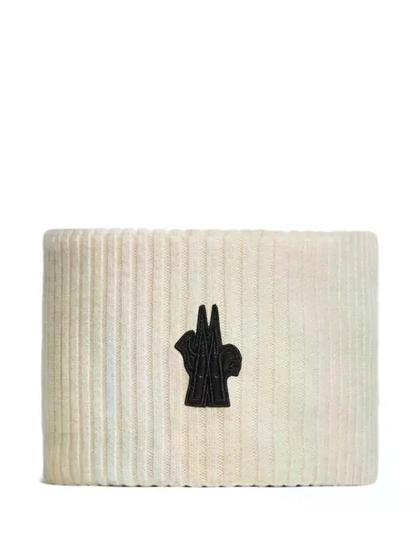 Moncler Logo-patch Ribbed Headband - Neutrals