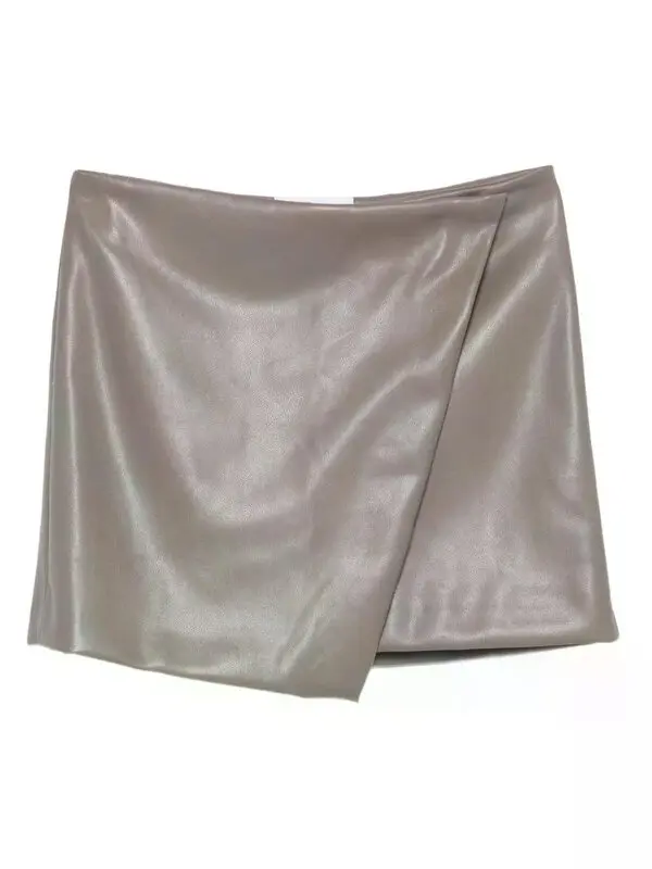 SOALLURE Faux-leather Wrap Skirt