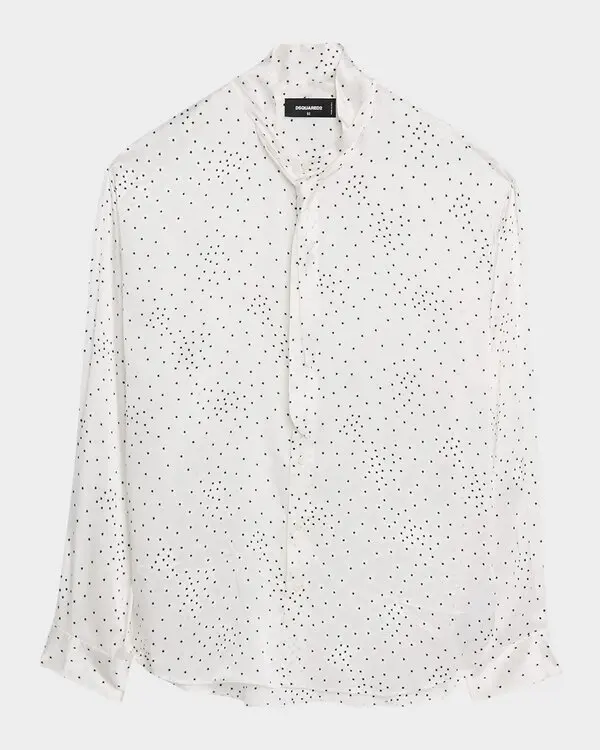 Dsquared2 Starry Night Silk Neck-tie Dress Shirt - Blkwht