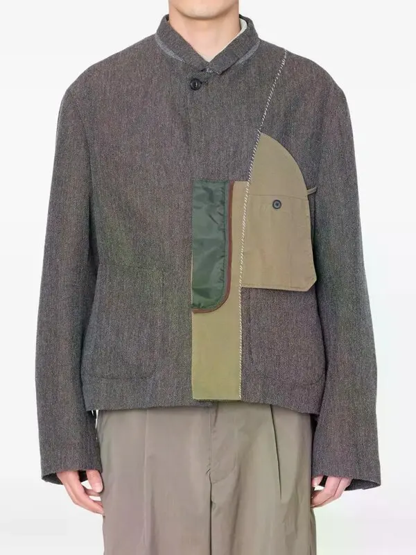Kolor Herringbone Panelled Jacket - Grey