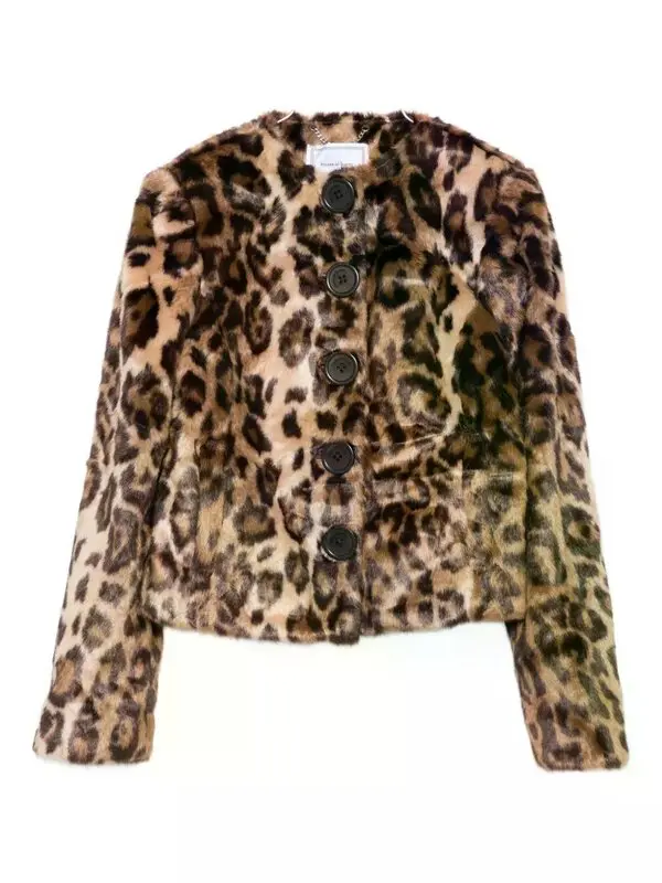 HOUSE OF SUNNY Leopard-print Faux Fur Cropped Jacket